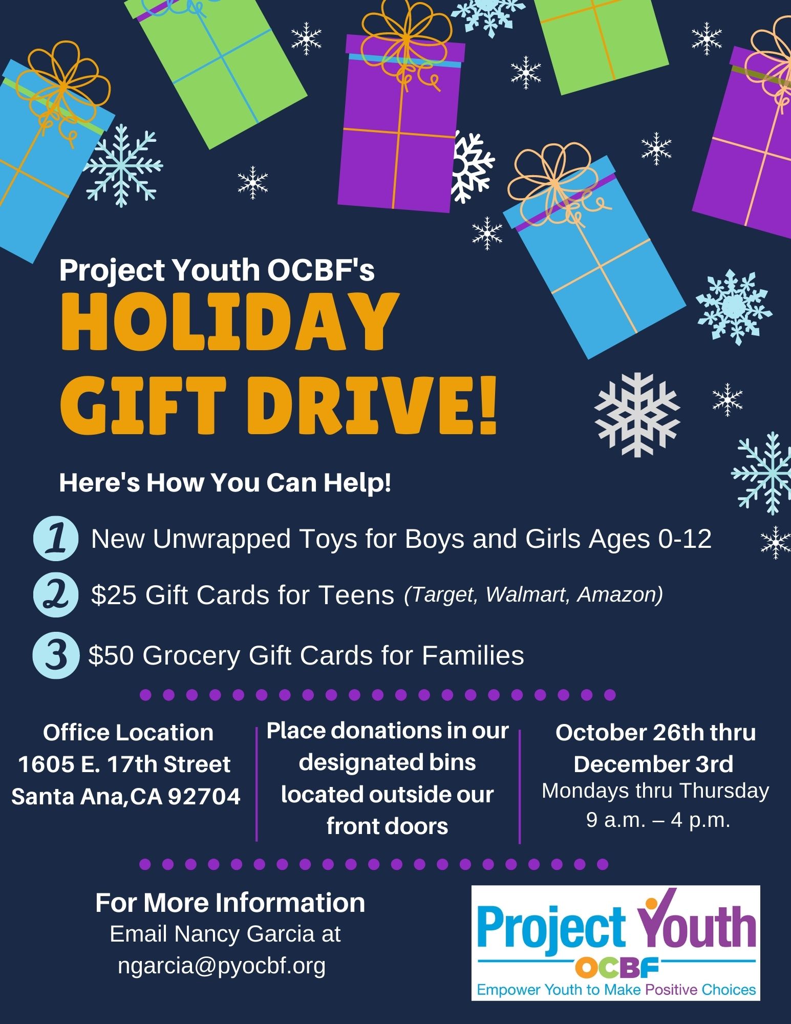 Holiday Gift Drive » Project Youth OCBF